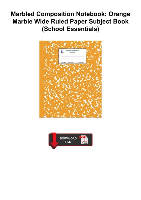 Marbled Composition Notebook Orange Marble Wide Ruled Paper Subject