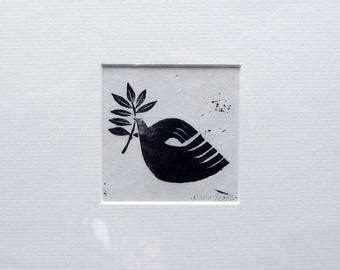 Bird Lino Print Etsy