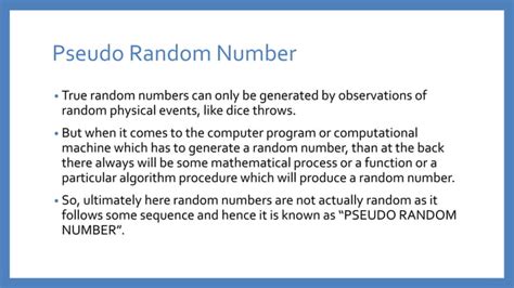 Pseudo Random Number Pptx
