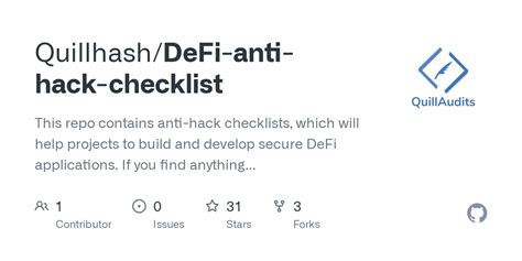 Github Quillhashdefi Anti Hack Checklist This Repo Contains Anti