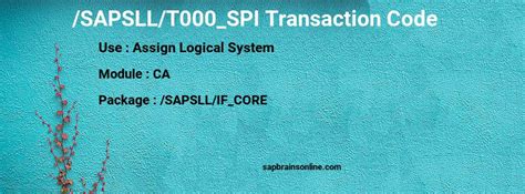 Sapsll T Spi Sap Tcode For Assign Logical System