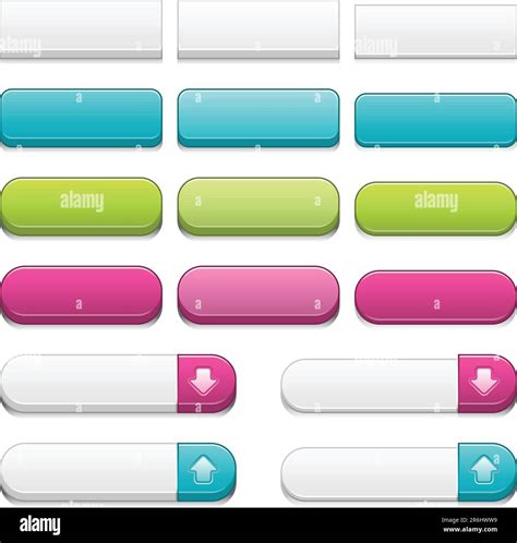 Colorful Web 3d Buttons With Five Different Styles And Active Over And Click States Global