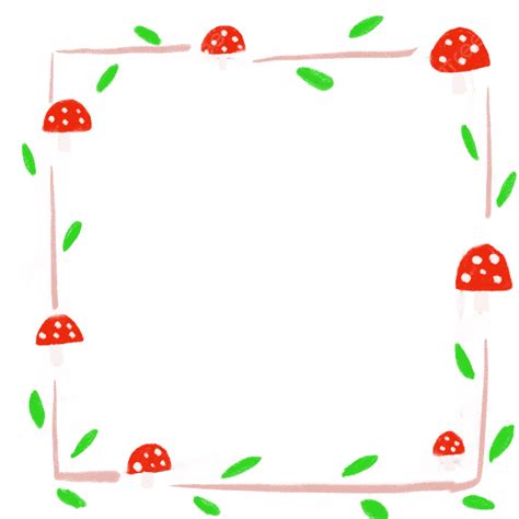 귀여운 일러스트 작은 버섯 테두리 아름다운 틀 버섯 Png 일러스트 및 Psd 이미지 무료 다운로드 Pngtree