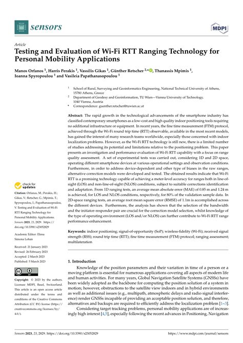pdf testing and evaluation of wi fi rtt ranging technology for