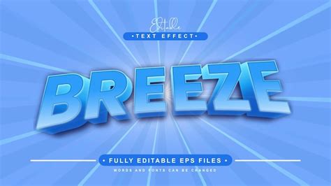 Premium Vector Blue Editable Breeze Text Effect
