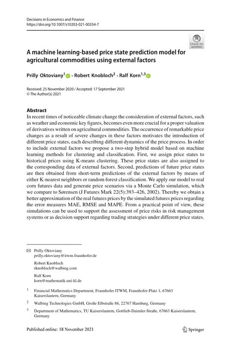 Pdf A Machine Learning Based Price State Prediction Model For Agricultural Commodities Using