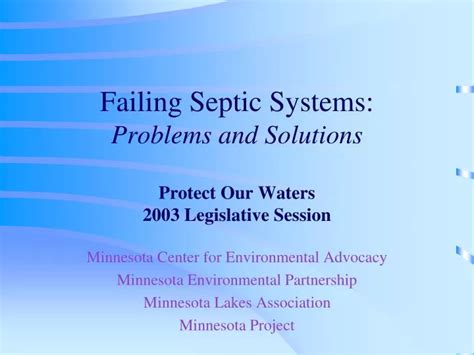 Ppt Failing Septic Systems Problems And Solutions Protect Our Waters 2003 Legislative Session
