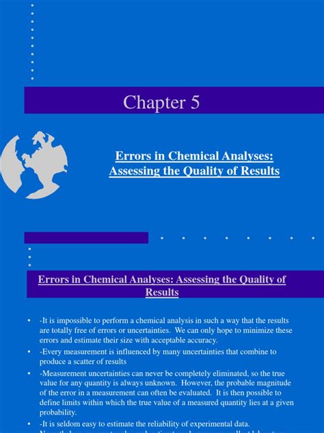 Errors In Chemical Analyses Assessing The Quality Of Results Pdf Accuracy And Precision