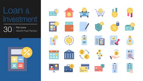 대출 및 투자 아이콘 평면 디자인 프리젠 테이션 그래픽 디자인 모바일 응용 프로그램 또는 Ui입니다 벡터에 대한 스톡 벡터 아트