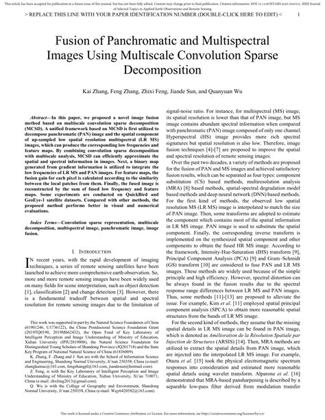 PDF Fusion Of Panchromatic And Multispectral Images Using Multiscale Convolution Sparse