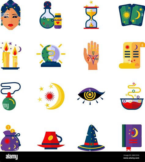 Fortune Teller Hand Palm And Card Reader Woman Magic Attributes Flat