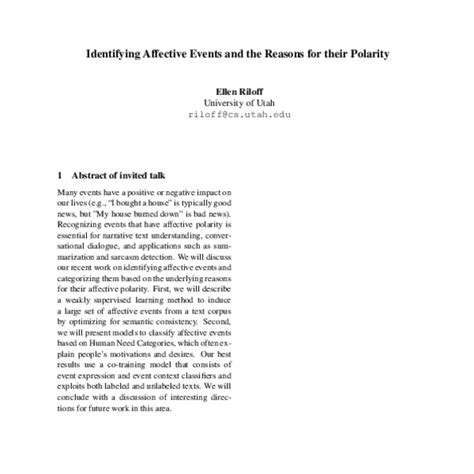 Identifying Affective Events And The Reasons For Their Polarity Acl