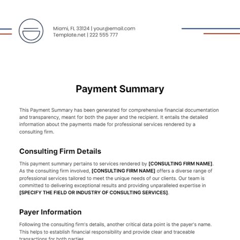 Payment Summary Template Edit Online And Download Example
