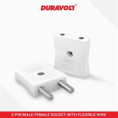 2 Pin Male Female Socket With Flexible Wire Duravolt
