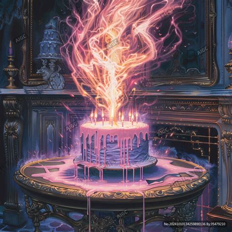 Ai创作图大气宫廷风插画 手绘梦幻蛋糕插画 九柱烛台 女神生日派对场景 点生日蛋糕上面的蜡烛 魔幻场景插画 图欧式场景 生日主题拍纸本 幻想