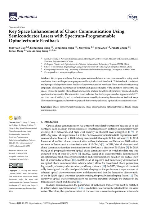 Pdf Key Space Enhancement Of Chaos Communication Using Semiconductor Lasers With Spectrum