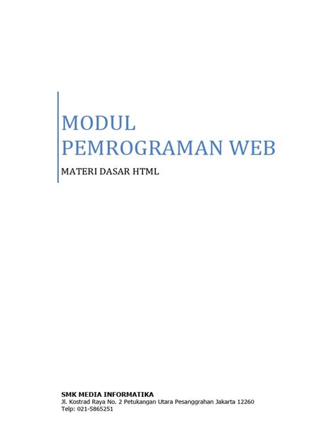 Modul Pemrograman Web Materi Dasar Html Pdf
