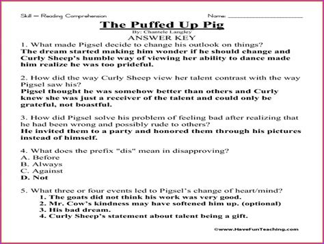 Reading Comprehension Worksheets Multiple Choice