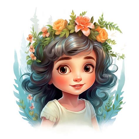 Premium Ai Image There Is A Girl With A Flower Crown On Her Head