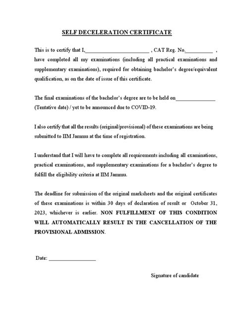 Lf Declaration Certificate Mba 2023 Pdf