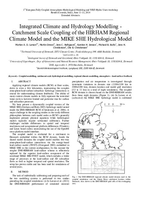 Pdf Integrated Climate And Hydrology Modelling Catchment Scale Coupling Of The Hirham Regional