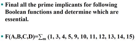 Solved Final All The Prime Implicants For Following Boolean