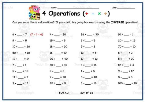4 Operations Math Worksheet Math Worksheet Math Worksheets