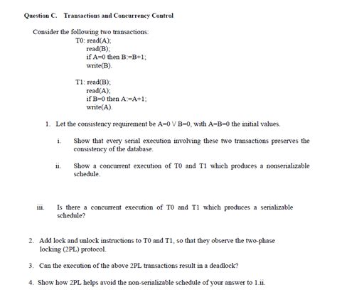 question c transactions and concurrency control