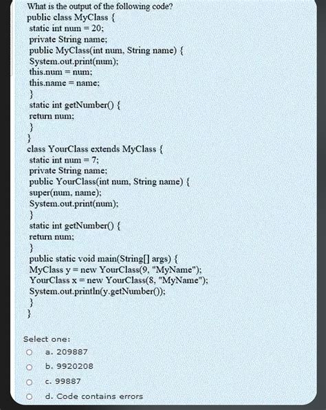 Solved Select One A 209887b 9920208c 99887d Code Chegg