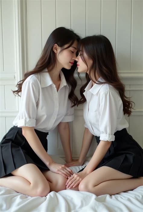 Two Teenage Girls In Korea Perfect Face To Have Sex White Shirt Black Skirt Seaart Ai