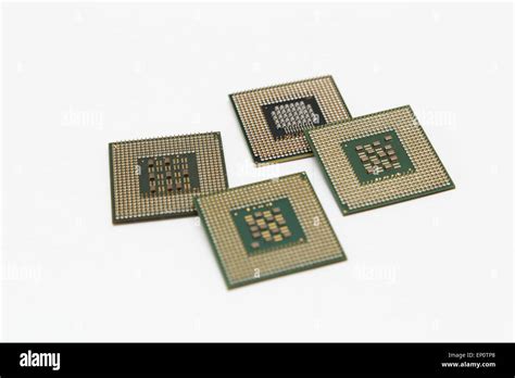 Microprocessors And Microchips Of Computer And Electronic Equipment On A White Background Stock