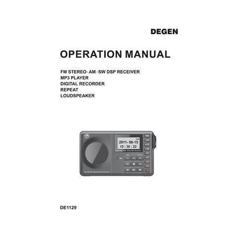 Degen De1129a Fm Am Sw Dsp Receiver User Manual