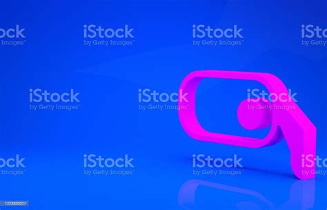 파란색 배경에 격리 된 핑크 자동차 백미러 아이콘입니다 미니멀리즘 개념 3d 일러스트레이션 3d 렌더링 3차원 형태에 대한 스톡 사진 및 기타 이미지 Istock