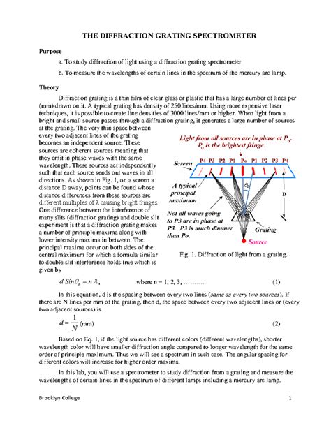 Diffraction Grating Spectrometer Lab Report Phys101 Final Exam Studocu