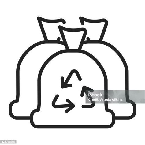 쓰레기 봉투 라인 색상 아이콘입니다 폐기물 재활용 폐기물 제로 라이프스타일 환경 보호 웹 페이지 모바일 앱 프로모션에 대한 개요 Pictogram 0명에 대한 스톡 벡터