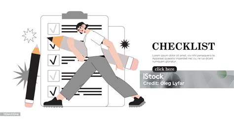 클립보드 마킹 작업의 완성된 체크리스트를 바라보는 거대한 연필을 들고 있는 사업가 효과적인 일일 계획 및 시간 관리의 개념 벡터 일러스트 웹 배너 또는 Ui 문자입니다 체크