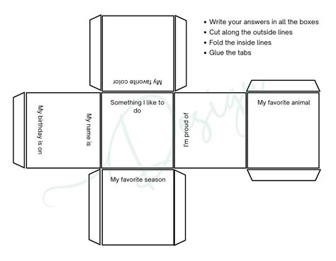 All About Me Cube Primary Resource Activity Etsy
