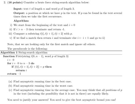 Solved 2 16 Points Consider A Brute Force String Search Chegg