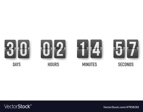 Realistic Flip Countdown Clock Counter Timer Flat Vector Image