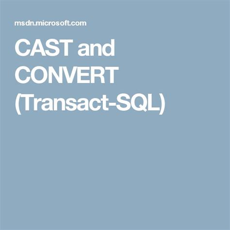 Cast And Convert Transact Sql Transact Sql Sql Sql Server
