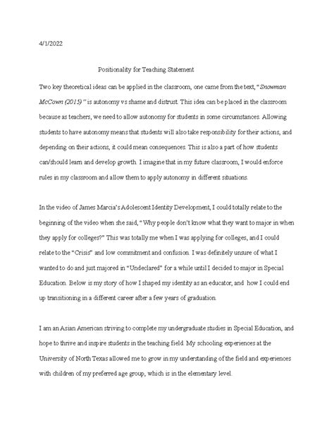 Positionality Statement 4 1 Positionality For Teaching Statement Two Key Theoretical Ideas