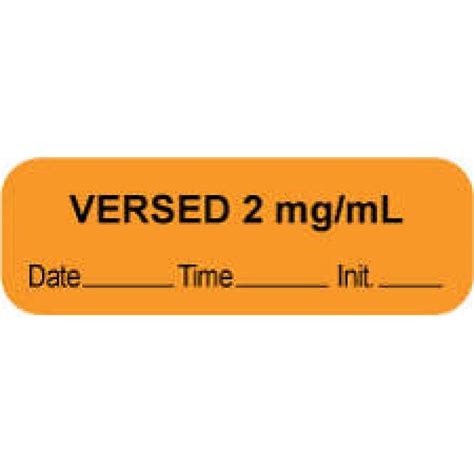 Anesthesia Label With Date Time And Initial Paper Permanent Versed — Grayline Medical