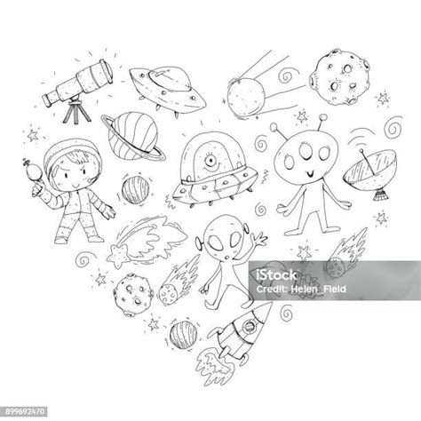 달 표면입니다 유치원 어린이 놀이 공간 탐사 Ufo 외계인의 우주선 로켓입니다 어린이 소년과 소녀와 달 화성 토성 목성 2 3 살에 대한 스톡 벡터 아트 및 기타 이미지