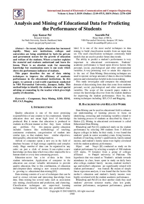 Pdf Analysis And Mining Of Educational Data For Predicting The