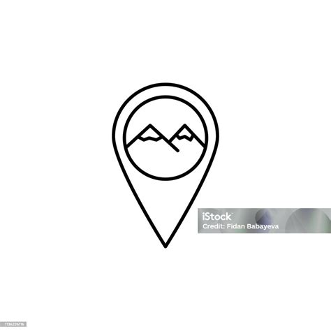 핀 지리적 위치 산 개요 아이콘입니다 겨울 스포츠 그림의 요소입니다 표시 및 기호 아이콘은 웹 로고 모바일 앱 Ui Ux에 사용할 수 있습니다 Championship에 대한