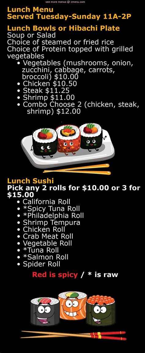 Online Menu Of Señor Sushi And Grill Restaurant Chipley Florida