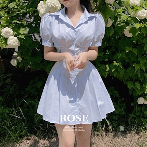 Made 반팔ver 🌷 로제 반팔 핀턱 셔츠 허리끈 퍼프 소매 블라우스 플레어 플리츠 미니 원피스 에이블리