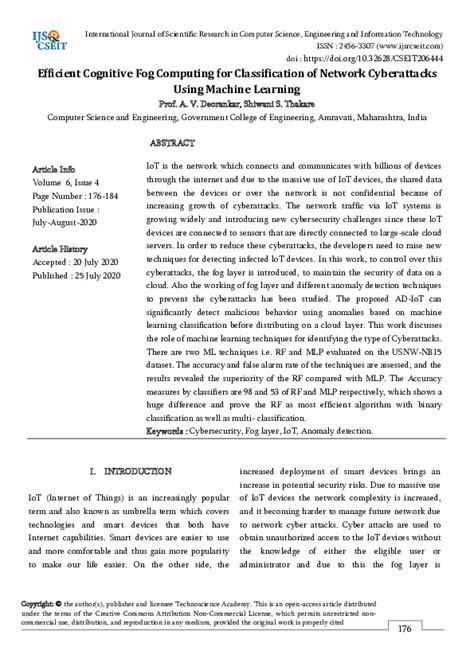 Pdf Efficient Cognitive Fog Computing For Classification Of Network Cyberattacks Using Machine