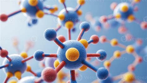 Colorful Molecular Structure Model Representing Atoms And Bonds Forming Chemical Compounds