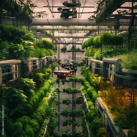 Autonomous Agriculture Drone Monitoring Vertical Farming Crops Plants In Modern Hydroponics